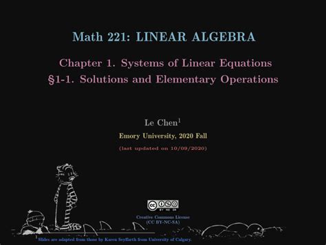 [ppt] Math 221 Linear Algebra Chapter 1 Systems Of Linear Equations Powerpoint Presentation