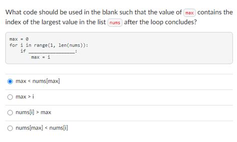 Solved What Code Should Be Used In The Blank Such That The Chegg Com
