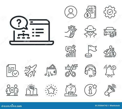 Question Mark Line Icon Online Quiz Test Sign Salaryman Gender Equality And Alert Bell