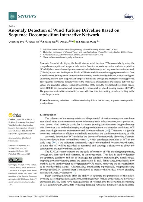 Pdf Anomaly Detection Of Wind Turbine Driveline Based On Sequence Decomposition Interactive
