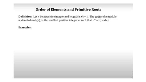 Theorem 62 Existence Of Primitive Rootspptx
