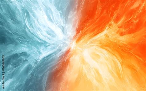 Bilinear Gradient Of Contrasting Fiery Orange And Icy Blue Tones