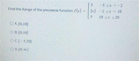 Find The Range Of The Piecewise Function