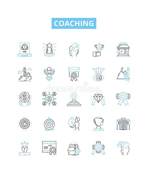 Coaching Vector Line Icons Set Coaching Tutoring Training Mentoring Educating Guiding