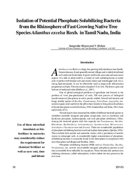 Pdf Isolation Of Potential Phosphate Solubilizing Bacteria From The