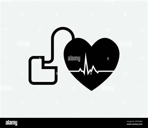 Pacemaker Icon Artificial Heart Cardiac Pace Maker Pulse Black White Silhouette Symbol Icon Sign