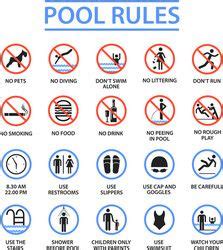 Swimming Pool Rules Kid Swim Suits Merida Tattos Infographic Funny Pictures Royalty Free