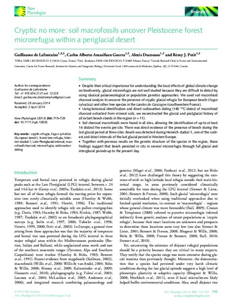 Pdf Cryptic No More Soil Macrofossils Uncover Pleistocene Forest
