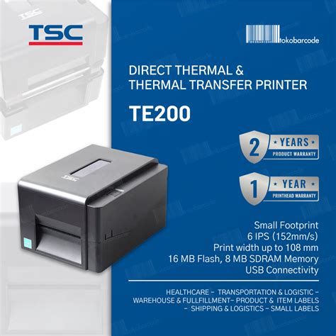 Tsc Te200 Desktop Barcode Printer Toko Barcode