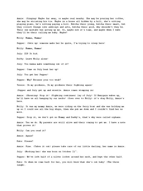 Annie Script Pdf Annie Musical Leisure