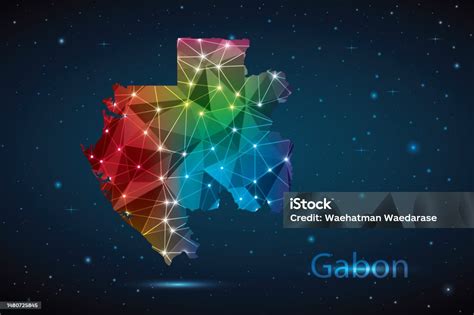 가봉의 다각형 지도 벡터 일러스트 레이 션 낮은 폴리 컬러 무지개 0명에 대한 스톡 벡터 아트 및 기타 이미지 0명 가봉 가봉 문화 Istock
