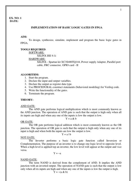 Verilog Code For Basic Logic Gates Pdf Field Programmable Gate Array Hardware Description