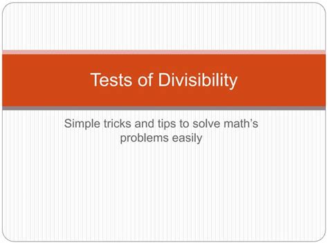 Tests Of Divisibility Pptx Homework And Study Education