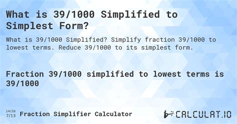 What Is 39 1000 Simplified To Simplest Form Calculatio