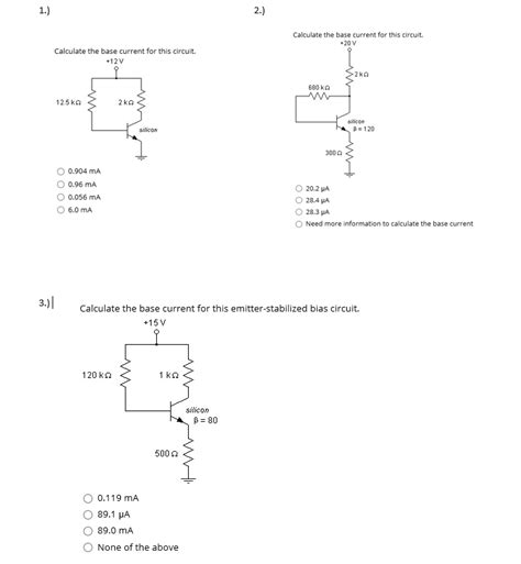 Solved Calculate The Base Current For This Circuit Chegg Com