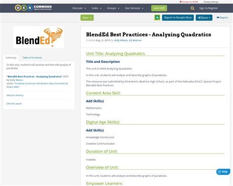 Blended Best Practices Analyzing Quadratics Oer Commons