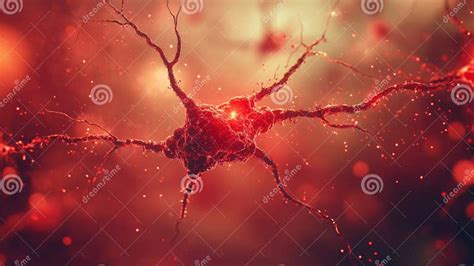 Neural Network Visualization With Red Glowing Synapses Stock Illustration Illustration Of