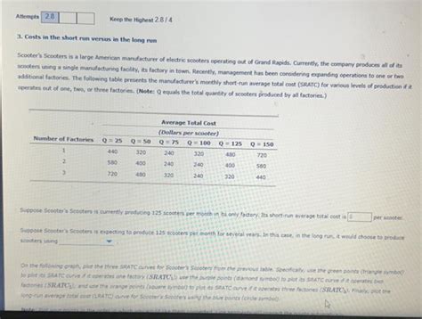 Solved 3 Costs In The Short Run Versus In The Long Run