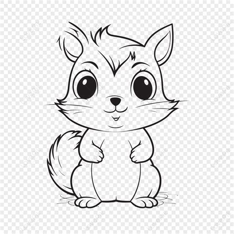 귀여운 작은 다람쥐 개요 스케치 드로잉 벡터안경만화 Png 일러스트 무료 다운로드 Lovepik