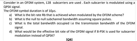 Solved Consider In An OFDM System Subcarriers Are Used Chegg