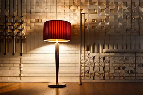 Premium Ai Image A Red Lamp Shade With A Gold Base And A Red Shade