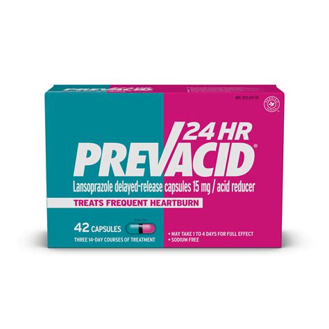 Prevacid 24hr Acid Reducer Lansoprazole Capsules 15 Mg 42 Count