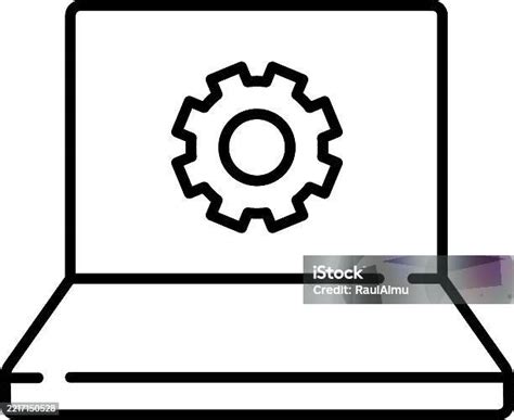노트북 수리 웹 및 그래픽 디자인 앱 배너 소셜 네트워크 및 카드를위한 최소한의 얇은 아이콘 개발에 대한 스톡 벡터 아트 및 기타 이미지 Istock