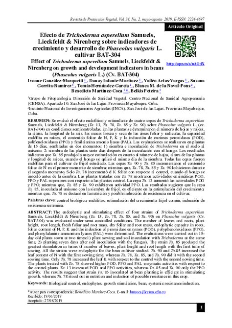 Pdf Effect Of Trichoderma Asperellum Samuels Lieckfeldt And Nirenberg On Growth And Development