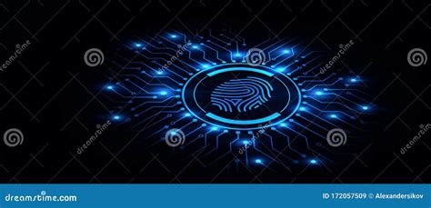 Fingerprint Scan For Secure Access To Protected Data Network With Biometrics Person Using
