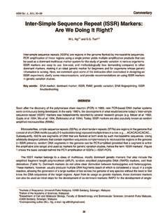Inter Simple Sequence Repeat ISSR Markers Are Inter Simple Sequence Repeat Issr Markers