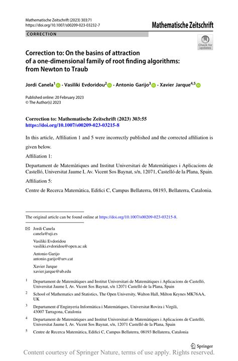Pdf Correction To On The Basins Of Attraction Of A One Dimensional
