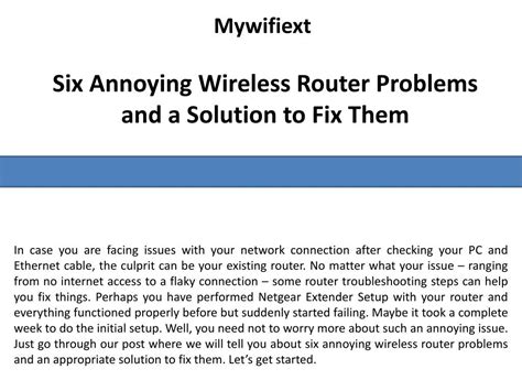 PPT Six Annoying Wireless Router Problems And A Solution To Fix Them PowerPoint Presentation