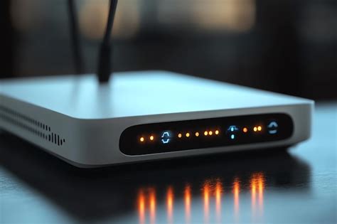 White Wireless Router With Lit Indicator Lights Premium AI Generated Image