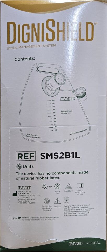 New Bard Sms2b1l Dignishield Stool Management System Collection Bags