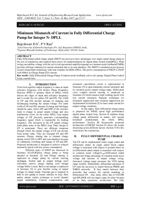 pdf minimum mismatch of current in fully differential charge pump for integer n dpll