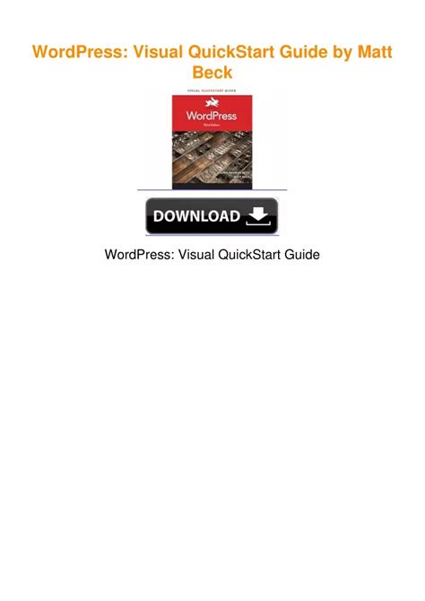 Ppt Wordpress Visual Quickstart Guide By Matt Beck Powerpoint