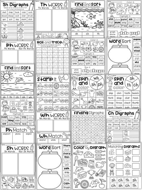 Digraph Worksheet Packet Ch Sh Th Wh Ph By My Teaching Pal