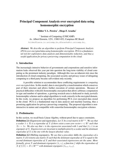 pdf principal component analysis over encrypted data using