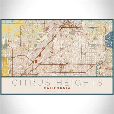Citrus Heights California Map Print In Woodblock — Jace Maps