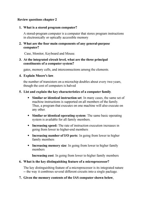 Review Questions Chapter 2 2 What Is A Stored Program Computer A