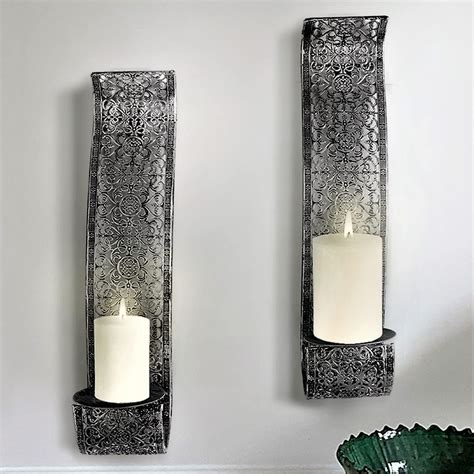 Art Maison Silver Wall Sconce Candle Holder Metal Wall Decor For