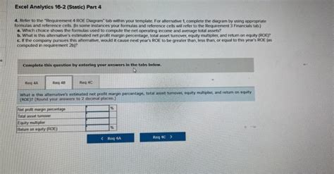 Required Information Excel Analytics 16 2 Static Chegg Com