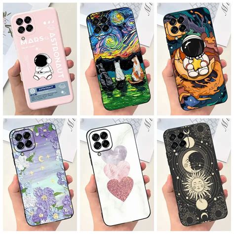 For Samsung Galaxy M33 M53 5g Case Cute Astronaut Flower Cover Soft