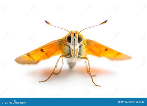 Beautiful Essex Skipper Butterfly Isolated On A White Background Side