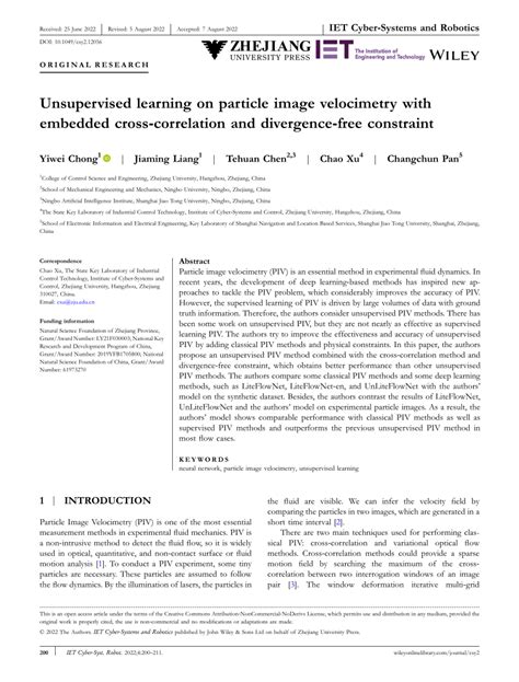 Pdf Unsupervised Learning On Particle Image Velocimetry With Embedded Cross‐correlation And