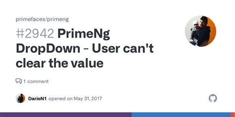 Primeng Dropdown User Cant Clear The Value · Issue 2942 · Primefacesprimeng · Github