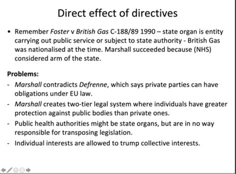 Eu Law Week 2 1 Direct Effect And State Liability Flashcards Quizlet