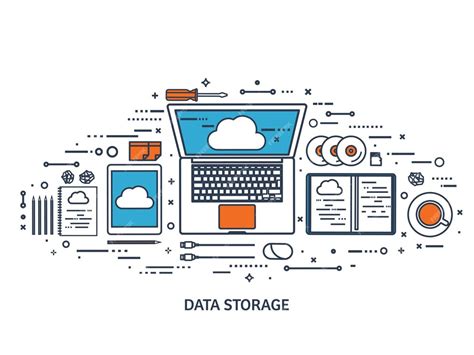 Premium Vector Vector Illustration Workplace Table With Documents Computer Flat Cloud