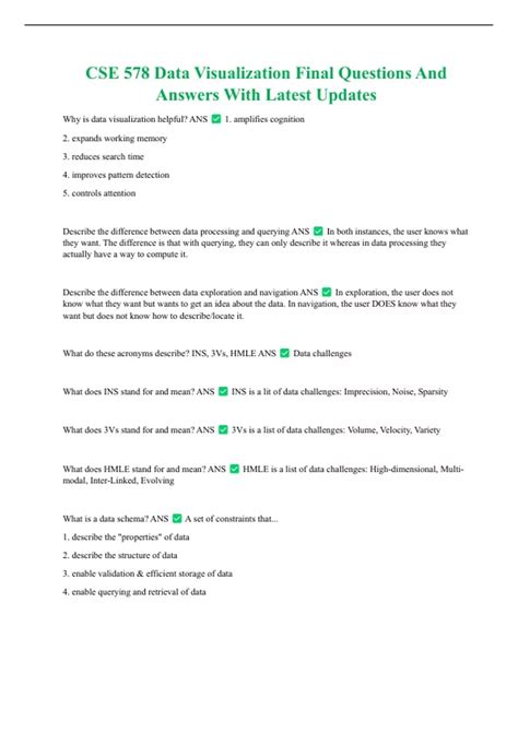 Cse 578 Data Visualization Final Questions And Answers With Latest