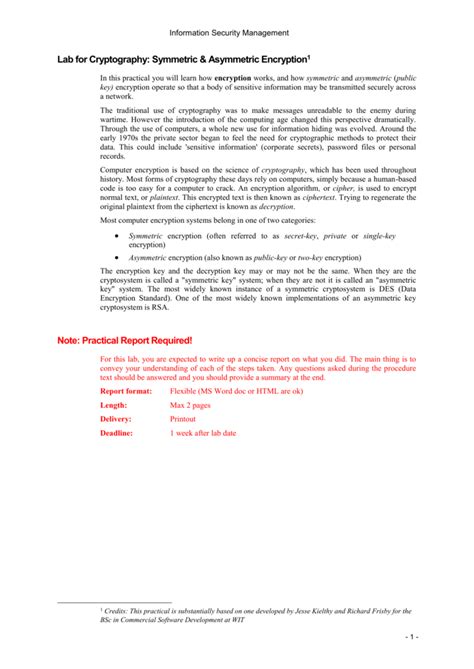 Lab For Cryptography Symmetric Asymmetric Encryption
